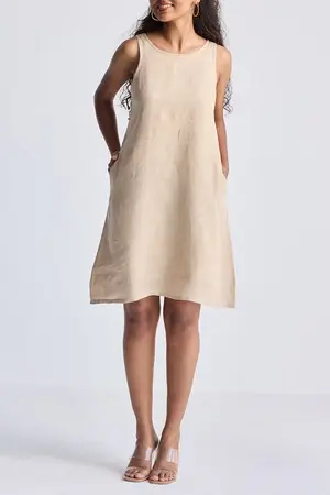 REISTOR Hemp Short Dress With Embroidered Back Detail