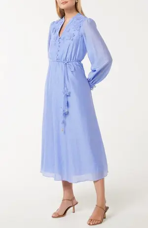 EVER NEW Yasmin Floral Appliqué Long Sleeve Midi Dress