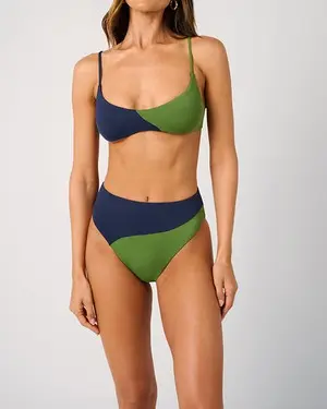 WeWoreWhat Colorblock Tie Back Bikini Top