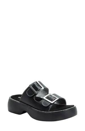 ALEGRIA BY PG LITE Iza Platform Slide Sandal - Black Patent Leather