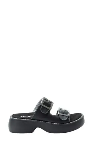ALEGRIA BY PG LITE Iza Platform Slide Sandal - Black Patent Leather