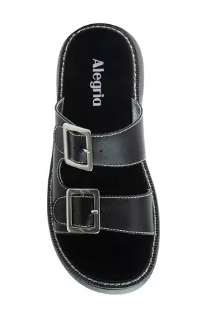 ALEGRIA BY PG LITE Iza Platform Slide Sandal - Black Patent Leather