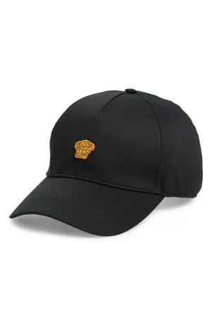 Versace Medusa Embroidered Cotton Drill Baseball Cap - Black Gold