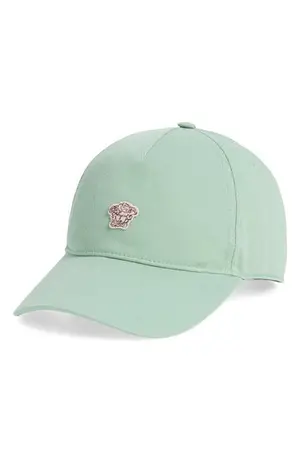 Versace Medusa Embroidered Cotton Drill Baseball Cap - Sea Green Dusty Rose