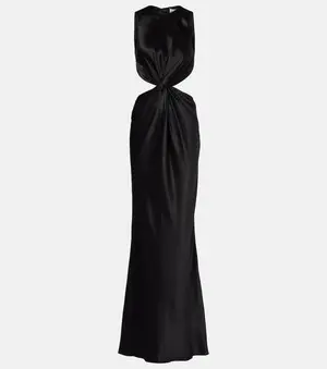 Saint Laurent Cutout Gathered Silk Gown