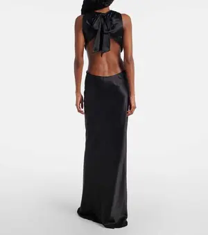 Saint Laurent Cutout Gathered Silk Gown