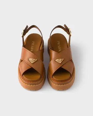 Prada Leather Sandals - Light Tan