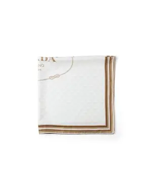 Prada Printed Silk Twill Jacquard Scarf 90 - Neutral