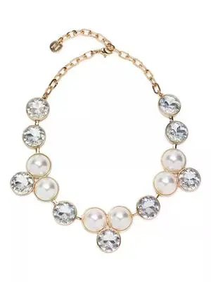Carolina Herrera Pearl And Crystal Bib Necklace - Gold