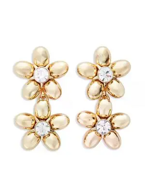 Carolina Herrera Double Flower Drop Earrings - Gold