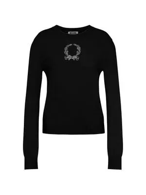 Moschino Laurel Crown Embroidered Logo Sweater - Black