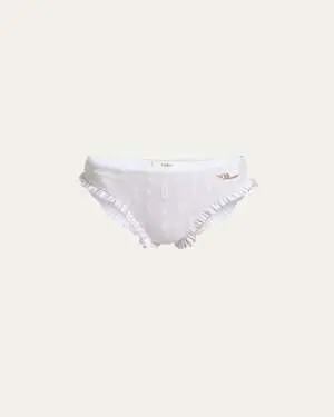 Chloé Eyelet Bikini Bottoms With Ruffle Trim - White