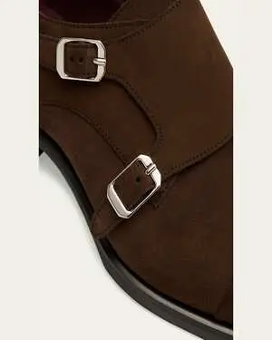 Brioni Milano Suede Cap-toe Double-monk Strap Loafers