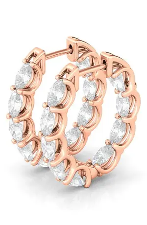 HAUTECARAT Oval Lab Grown Diamond Hoop Earrings - Rose Gold