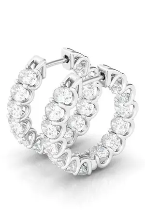 HAUTECARAT Oval Lab Grown Diamond Hoop Earrings - White Gold