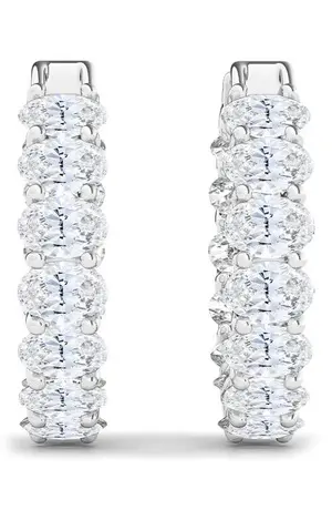 HAUTECARAT Oval Lab Grown Diamond Hoop Earrings - White Gold