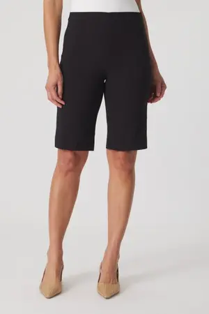 FRANNE GOLDE Slim Stretch Bermuda Short - Black