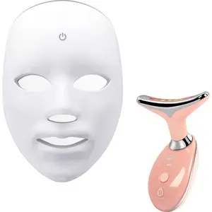PURSONIC Led Glow Set7-in-1 Led Light Therapy Face Mask + 7-in-1 Led Face & Neck Sculpting Wand - Multicolor