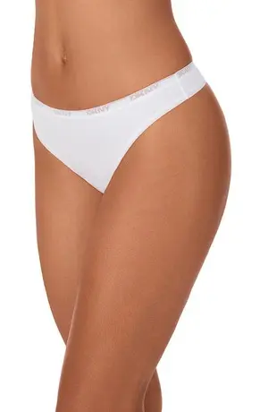 Dkny Cotton Blend Thong - White