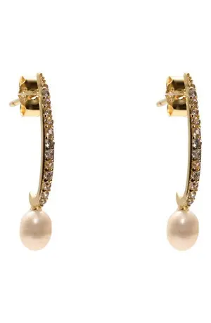 Argento Vivo Pavé Faux Pearl Drop Earrings - Gold