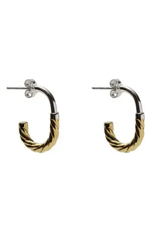 Argento Vivo Textured Hoop Earrings - Gold/ Silver