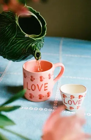 RICE BY RICE Set Of 6 Hand-painted Ceramic Espresso Cups