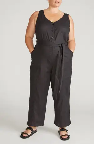 Universal Standard Sleeveless Tie-waist Linen Jumpsuit