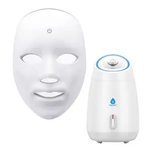 PURSONIC 7-in-1 Led Light Therapy Face Mask & Facial Steamer Hot Mist Moisturizing Spa Bundle - White