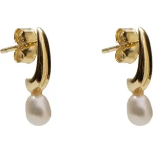 Argento Vivo Liquid Drop Faux Pearl Hoop Earrings - Gold