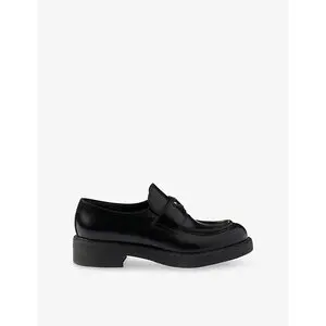 Prada Logo-plaque Leather Loafers - Black