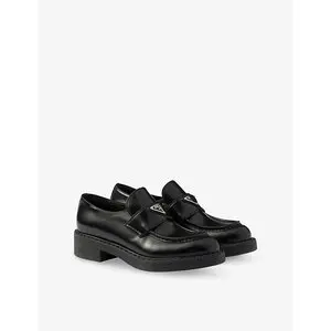 Prada Logo-plaque Leather Loafers - Black