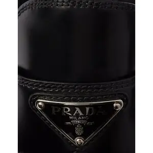 Prada Logo-plaque Leather Loafers - Black