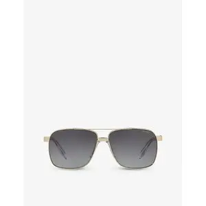 Versace Ve2174 Polarised Square-frame Steel Sunglasses - Gold