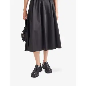 Prada Monolith Logo-plaque Leather Loafers - Black