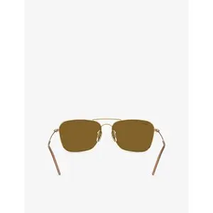 Ray-ban Polarised Caravan Reverse Square-frame Metal Sunglasses - Black