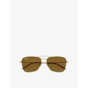 Ray-ban Polarised Caravan Reverse Square-frame Metal Sunglasses - Black