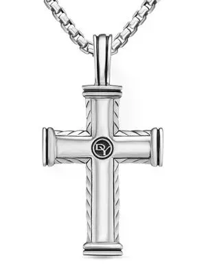 David Yurman Sterling Chevron Cross Diamond Pendant