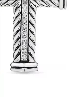David Yurman Sterling Chevron Cross Diamond Pendant