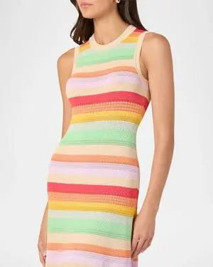 Shoshanna Keira Striped Mixed-knit Midi Dress - Multi