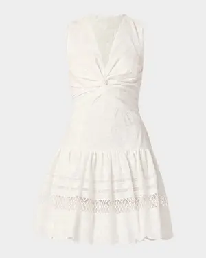 Shoshanna Genivieve Floral-Embroidered Flounce Mini Dress In Optic - 35%  Off | Editorialist