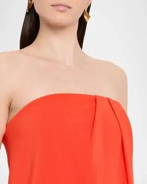 ET OCHS Anika Strapless Draped Midi Dress - Flame