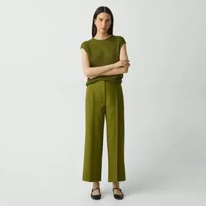 Theory Deep Pleat City Twill Pant - Avocado