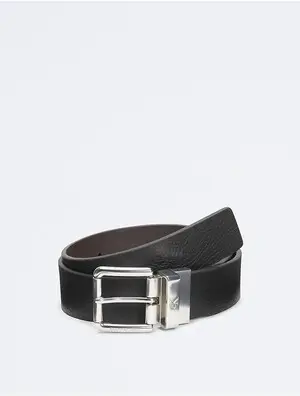 Calvin Klein Reversible Pebbled Leather Belt - Black / Brown