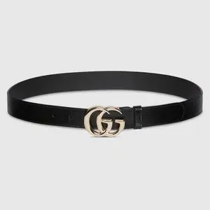 Gucci Gg Marmont Thin Leather Belt - Black