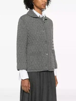 Thom Browne 4 Bar Stripes Quilted Jacket - Grey