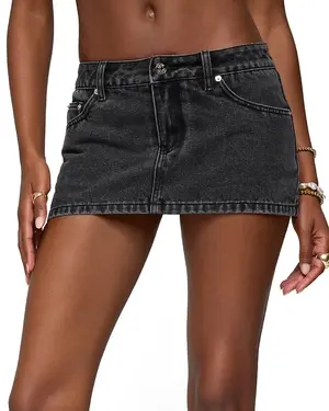 EDIKTED Camelia Denim Mini Skort - Black