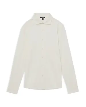 REISS Duke Airwater Finish Cotton Jersey Shirt - Ecru