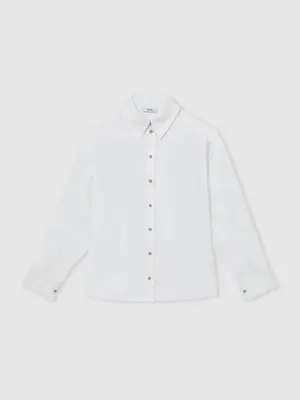 REISS Callie Cotton Oxford Shirt - White