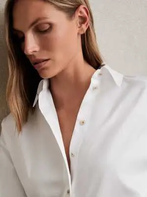 REISS Callie Cotton Oxford Shirt - White