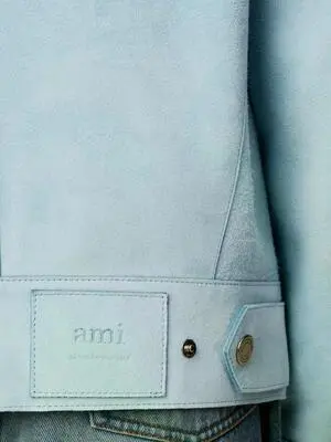 Ami Leather Trucker Jacket - Blue